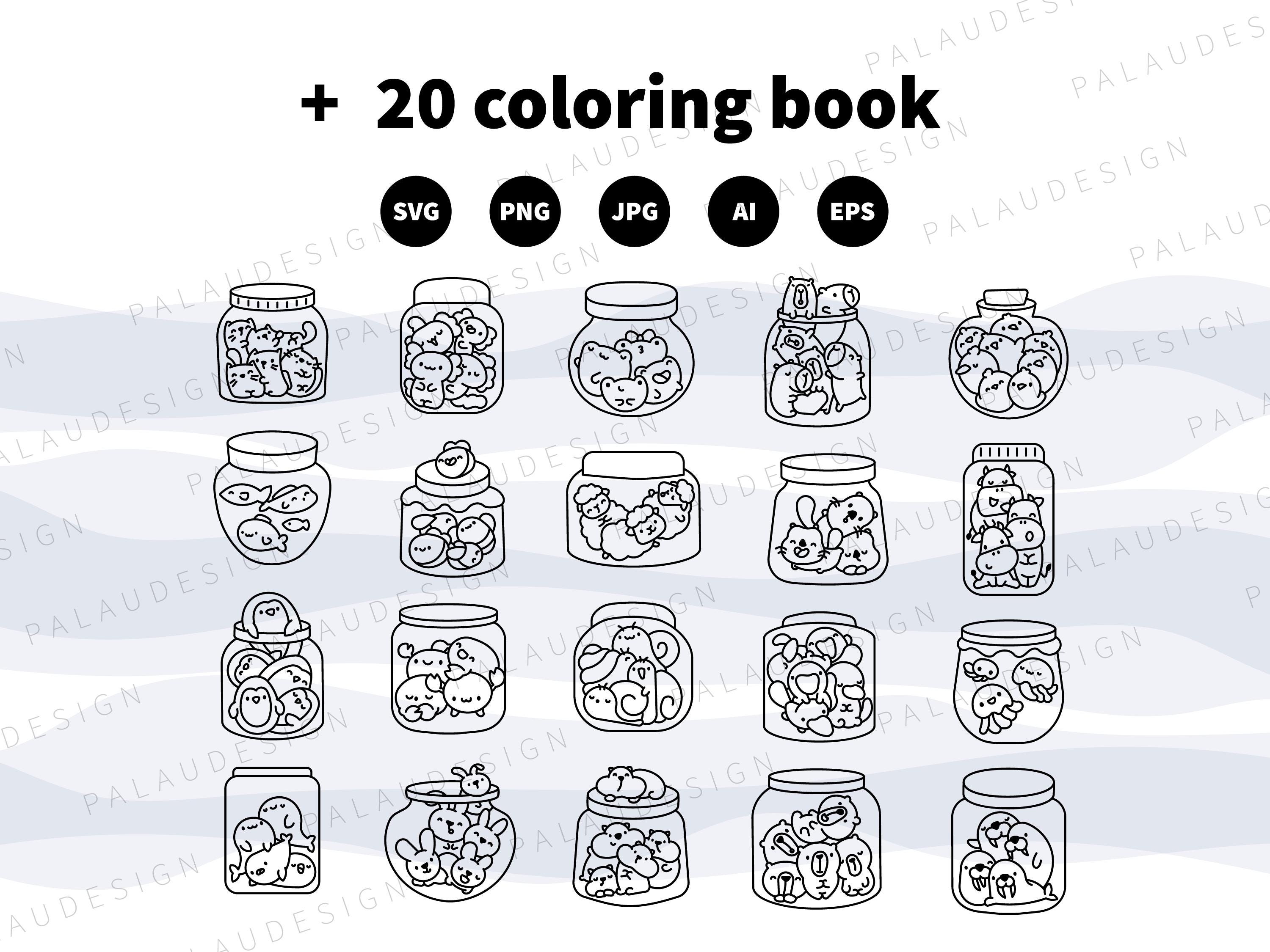 Kawaii Animal Jar Clipart: Cartoon Pet Stickers (digital Download) - Etsy