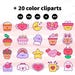 Cute Happy Characters Clipart Coloring Pages and Stickers Kawaii ...
