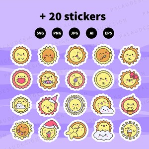 Whimsical Sun Clip Art Collection - Digital Outline Doodles - SVG & PNG ...