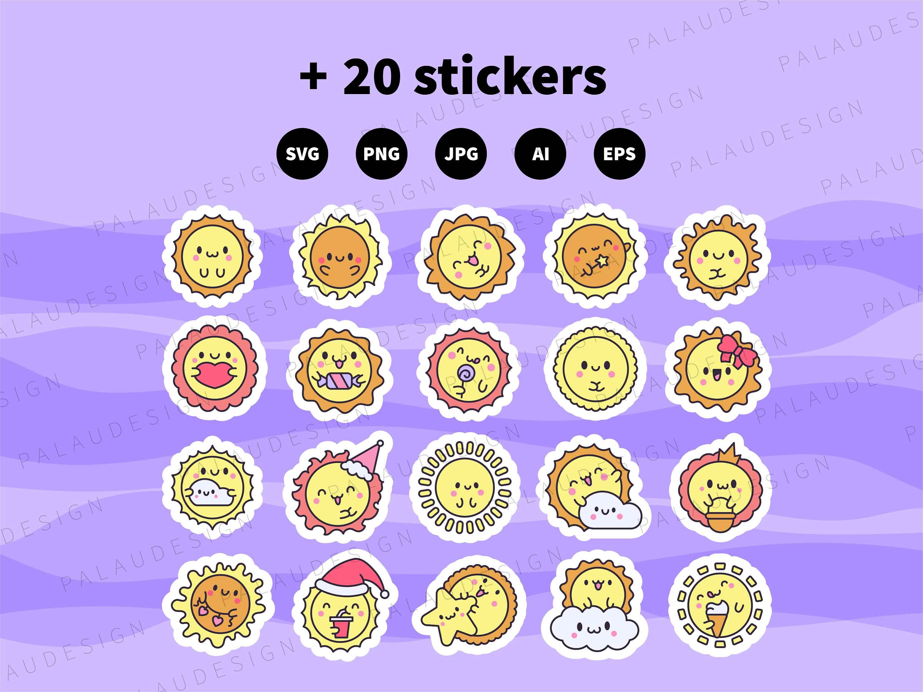 Whimsical Sun Clip Art Collection - Digital Outline Doodles - SVG & PNG ...