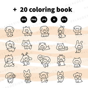 Kawaii Dog Clipart Bundle – Cartoon Puppy Stickers, Coloring Pages ...