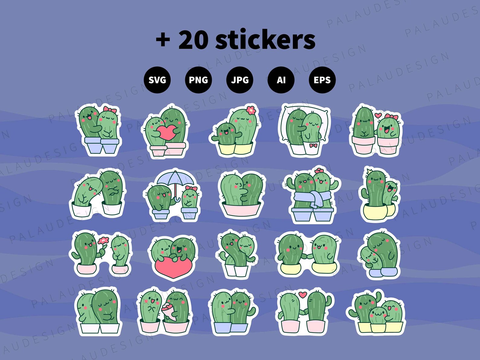Editable Cacti Lover's Clipart - Fun Outline Doodles, Printable SVG ...