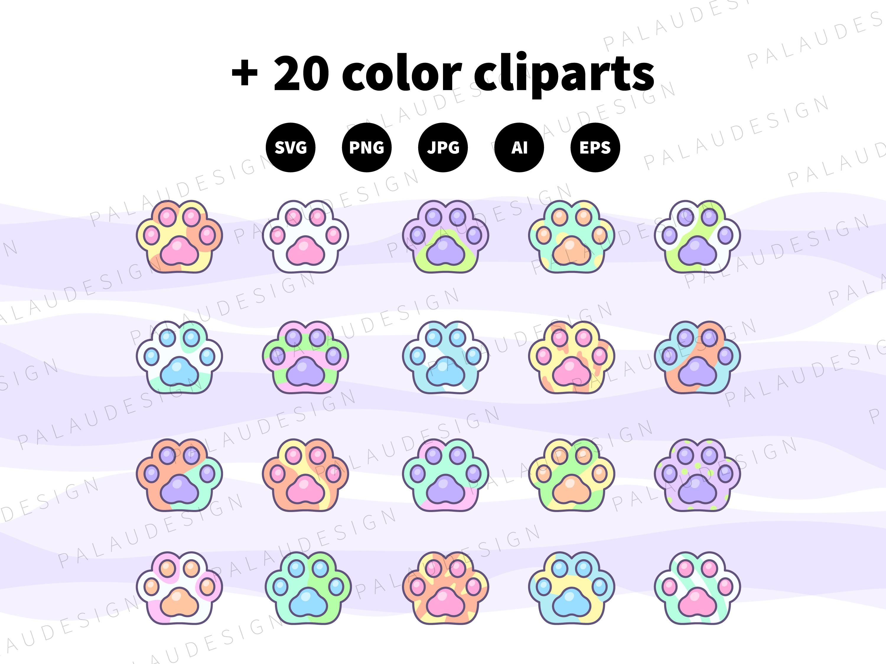 Cute Kawaii Soft Squishy Paw Print Clipart | Pastel Squishy Pet Paws ...