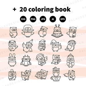 Kawaii Owl Clip Art Set: Doodle SVG PNG Cut Files (digital Download) - Etsy
