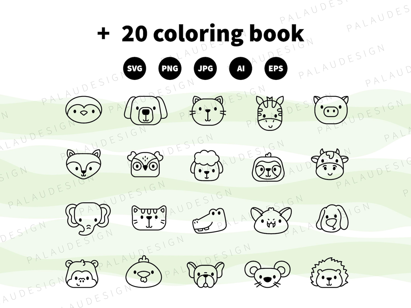 Cute Animal Face Clipart Set – Kawaii Cartoon Animal Head Illustrations ...