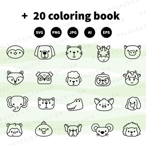 Cute Animal Face Clipart Set – Kawaii Cartoon Animal Head Illustrations ...