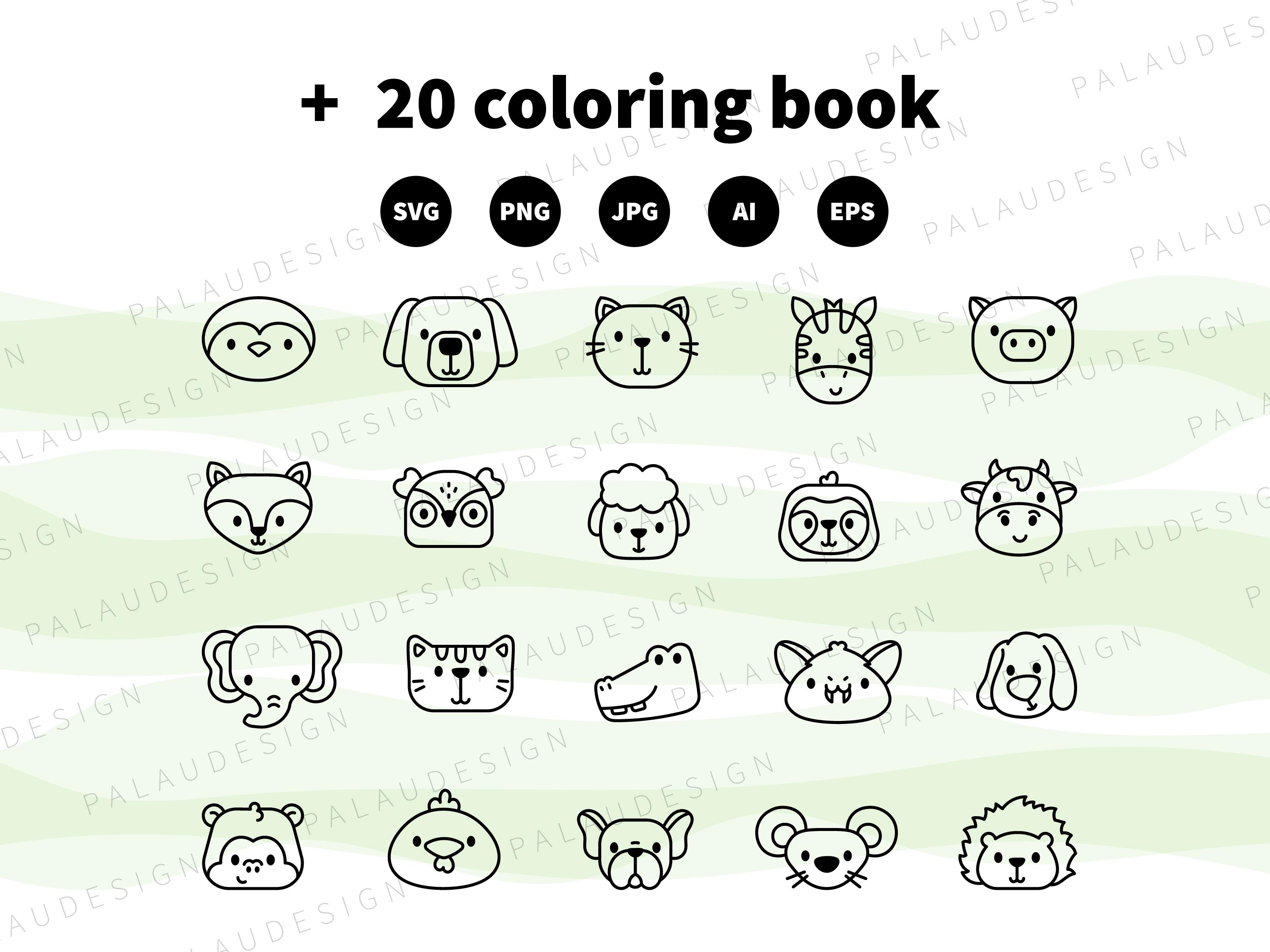 Cute Animal Face Clipart Set – Kawaii Cartoon Animal Head Illustrations ...