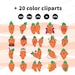 Adorable Carrots Clip Art Set Kawaii Root Vegetable Doodles, SVG & PNG ...