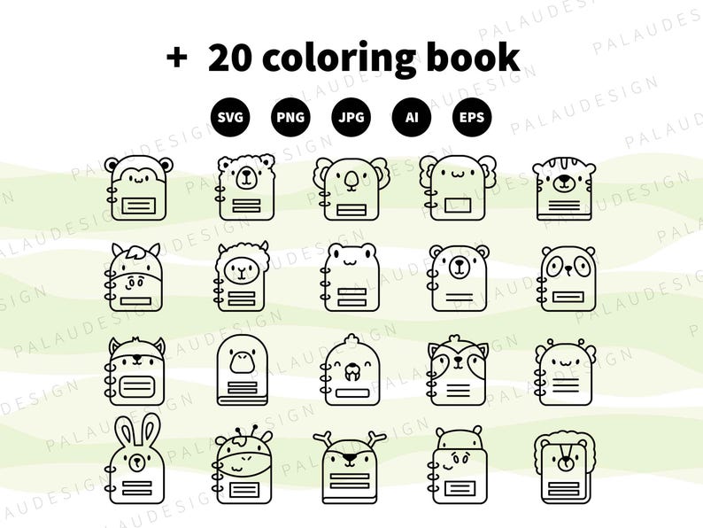 Cute Kawaii Animal Notebook Clipart Set With Adorable Cartoon Notebooks ...