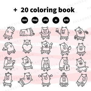 Cute Capybara Ballerina Clipart Set - Kawaii Cartoon Animal Vector ...