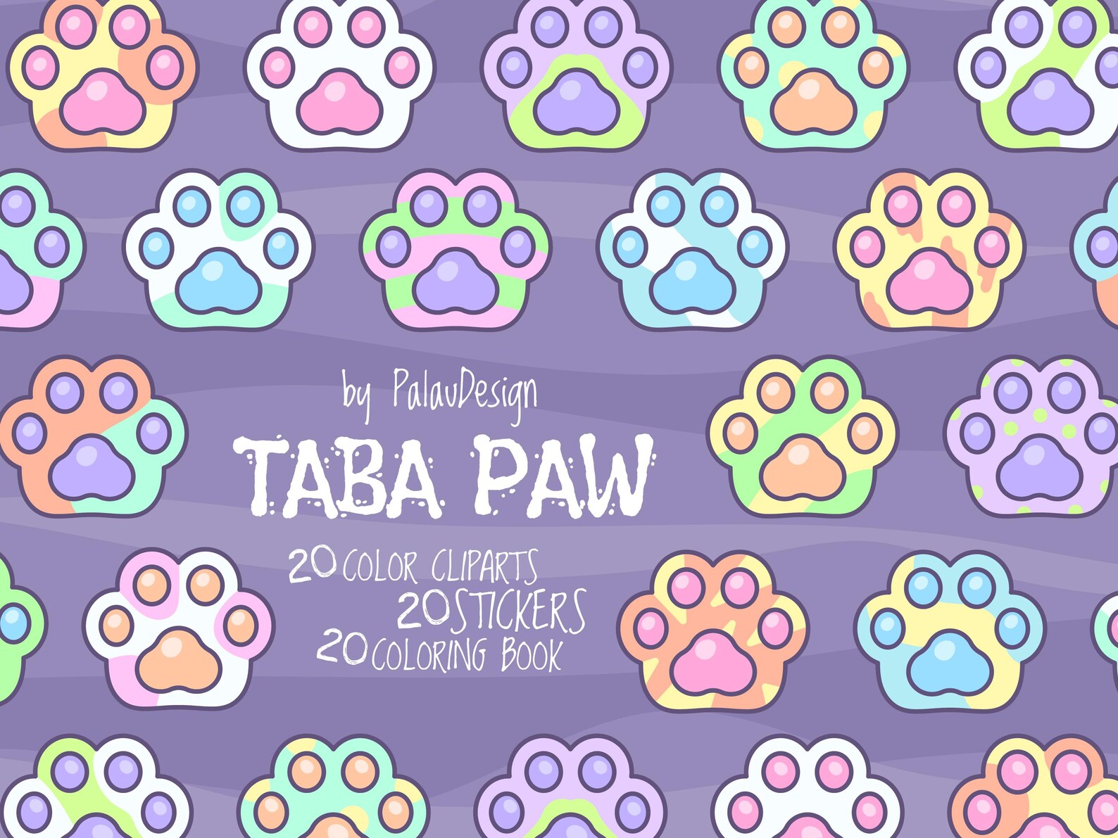 Cute Kawaii Soft Squishy Paw Print Clipart | Pastel Squishy Pet Paws ...