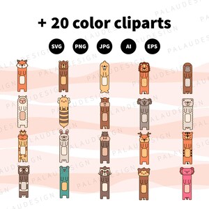 Cute Kawaii Animal Bookmarks Clipart Stickers Coloring Pages for Kids ...