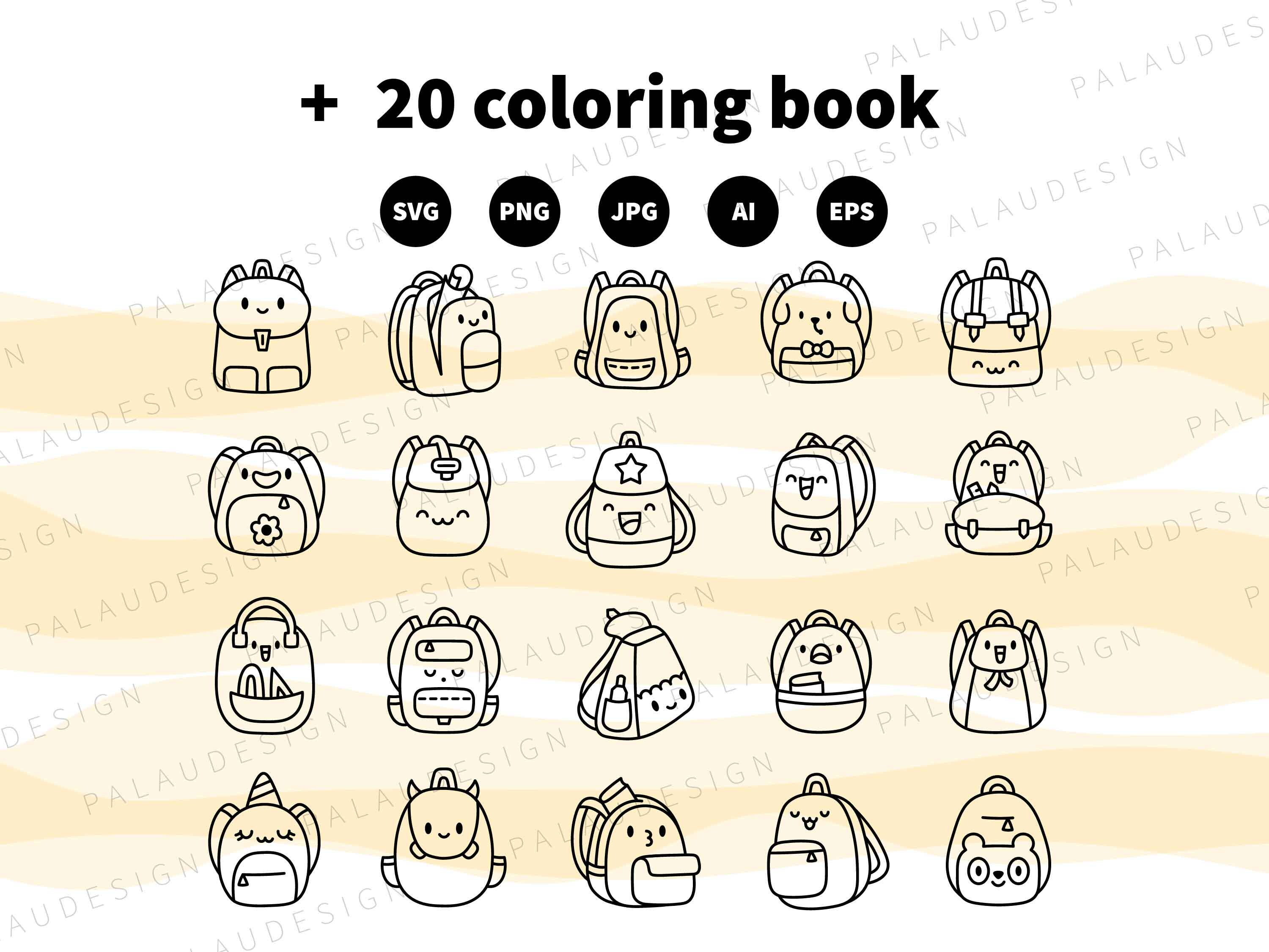 Editable Kids Backpack Clipart Set - Fun Kawaii School Illustrations ...