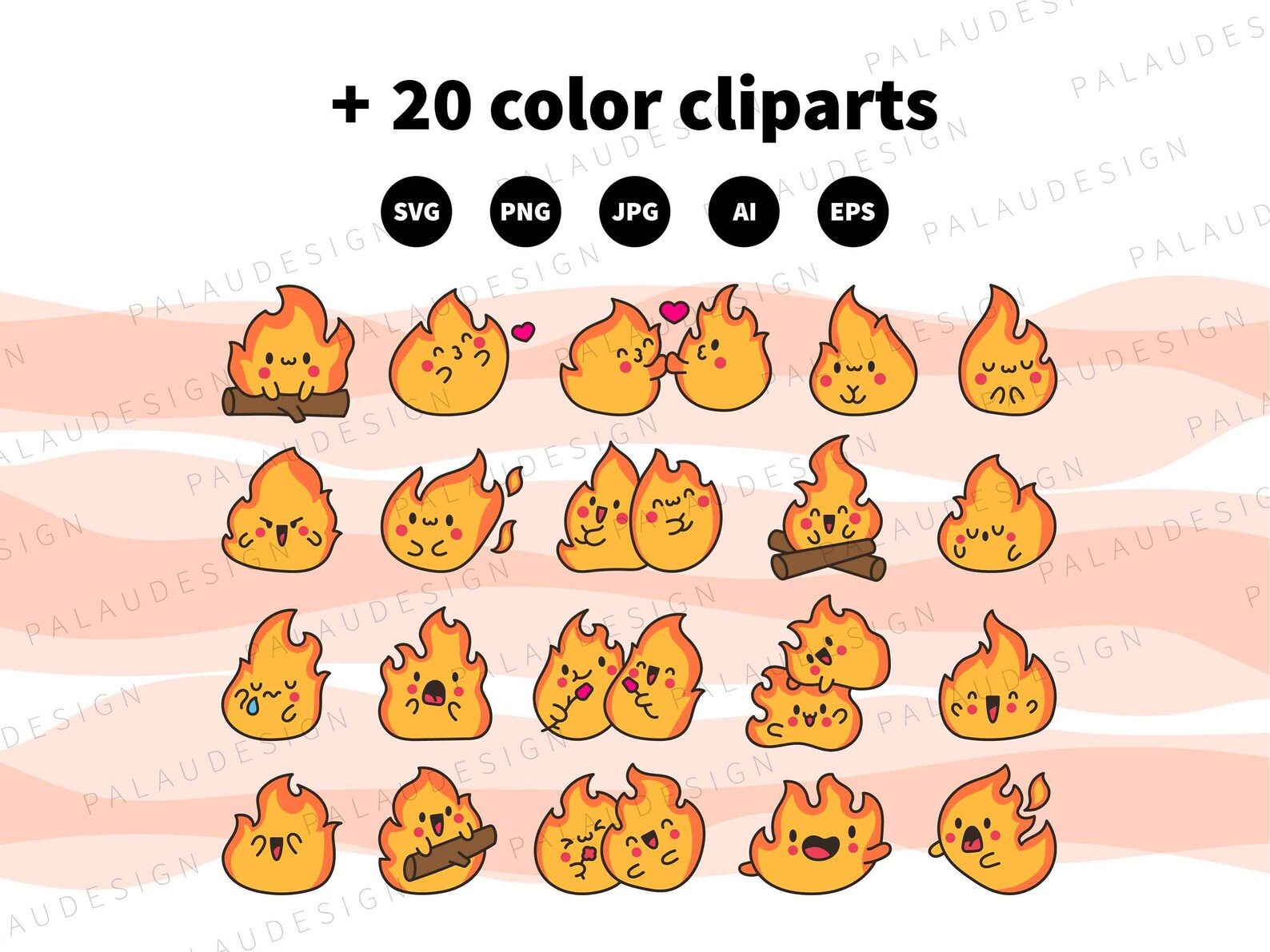 Cozy Campfire Character Clipart Collection - Instant Download, Outline ...