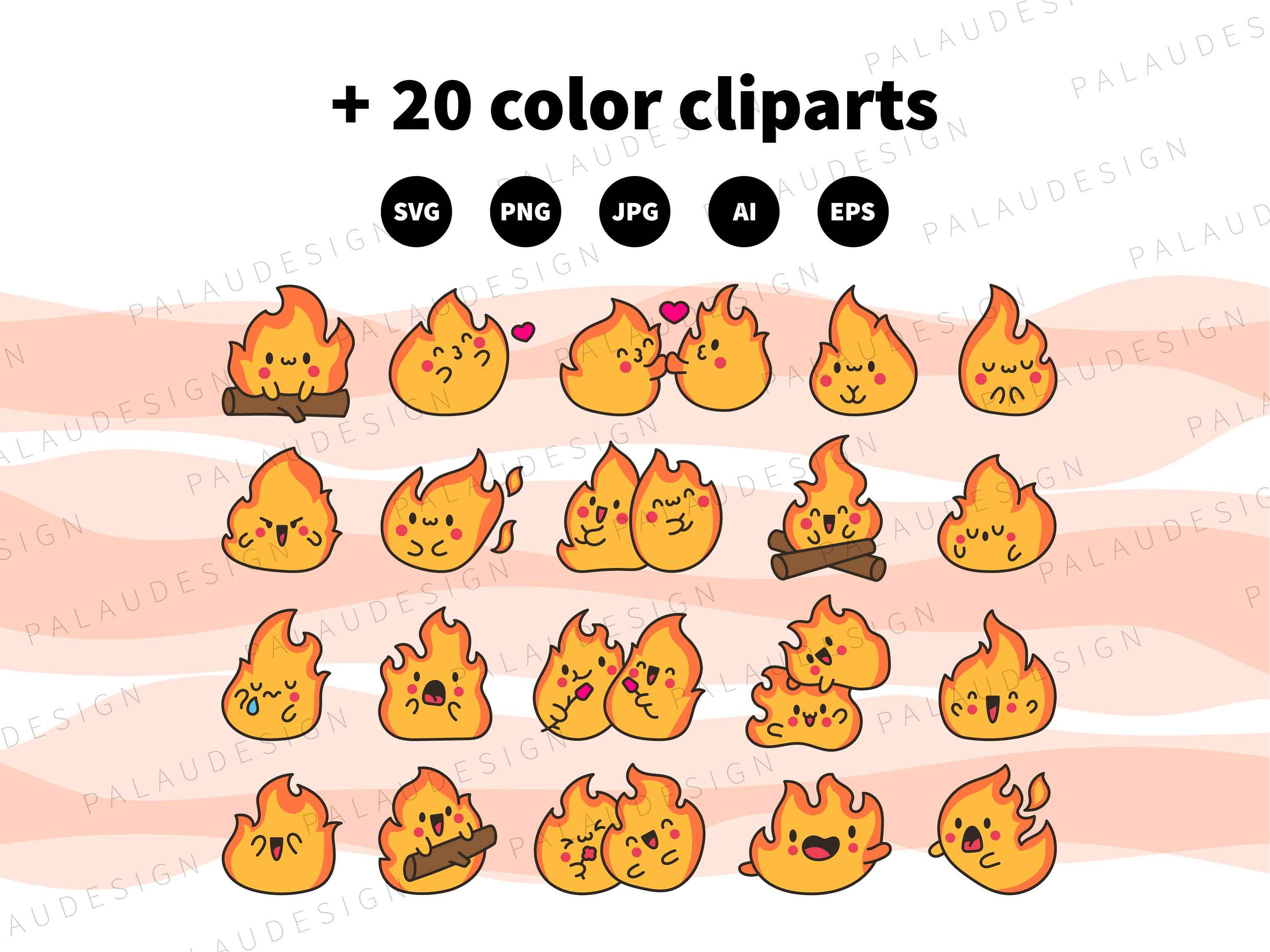 Cozy Campfire Character Clipart Collection - Instant Download, Outline ...