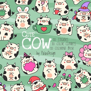 Cow Clipart Bundle – Farm Animal Stickers, SVG, PNG (digital Download ...
