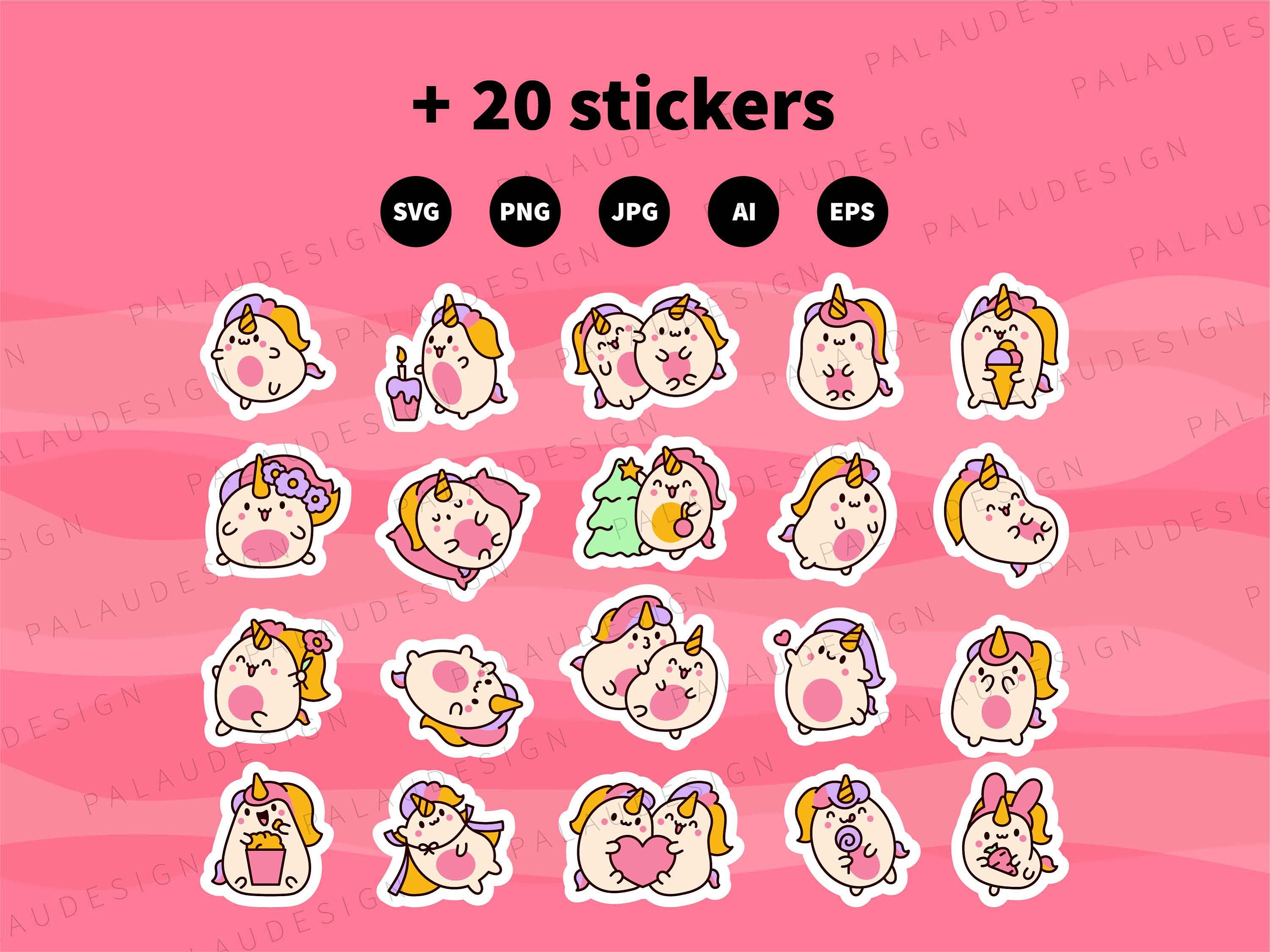 Kawaii Unicorn Clip Art Set: Funny Planner Graphics (digital Download ...