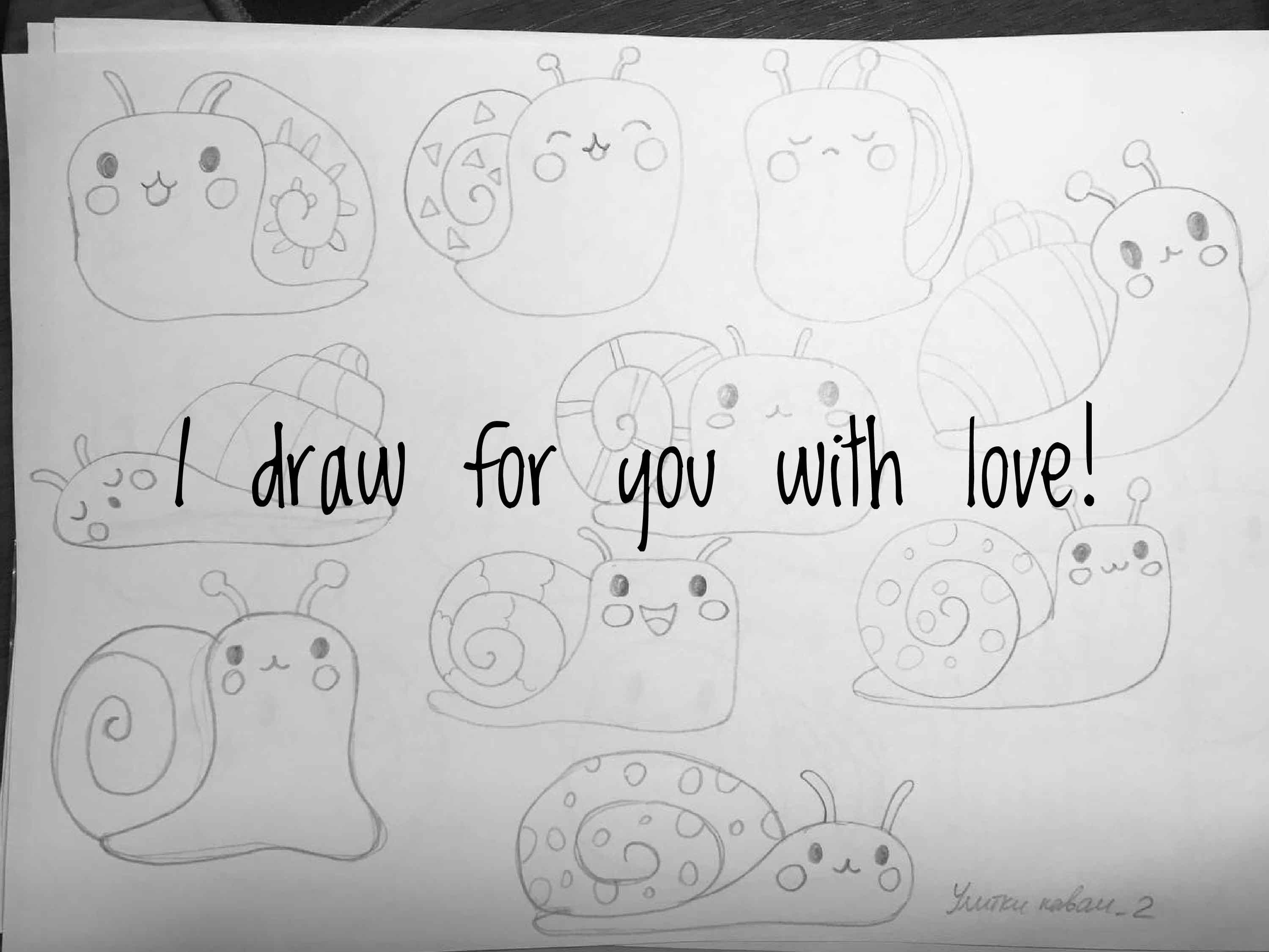Cute Snail & Slug Clipart – Kawaii Doodle SVG PNG Files (instant ...