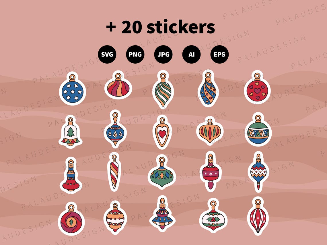 Retro Christmas Ornaments Clipart Bundle – Cute Vintage Holiday ...