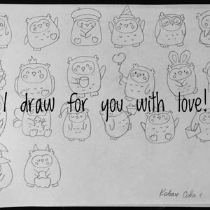 Cute Owl Clip Art Collection - Kawaii Animals Bundle - Digital SVG PNG ...