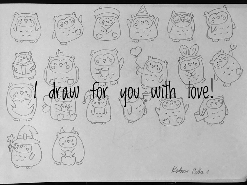 Cute Owl Clip Art Collection - Kawaii Animals Bundle - Digital SVG PNG ...