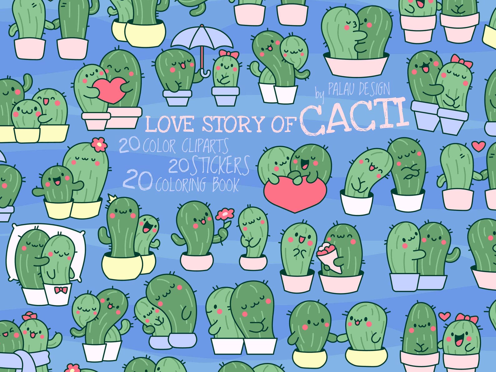 Editable Cacti Lover's Clipart - Fun Outline Doodles, Printable SVG ...