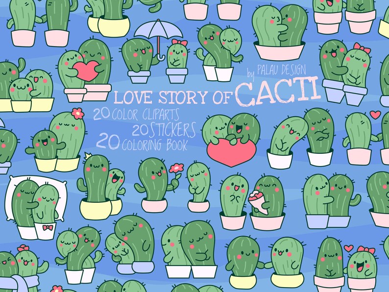 Editable Cacti Lover's Clipart - Fun Outline Doodles, Printable SVG ...