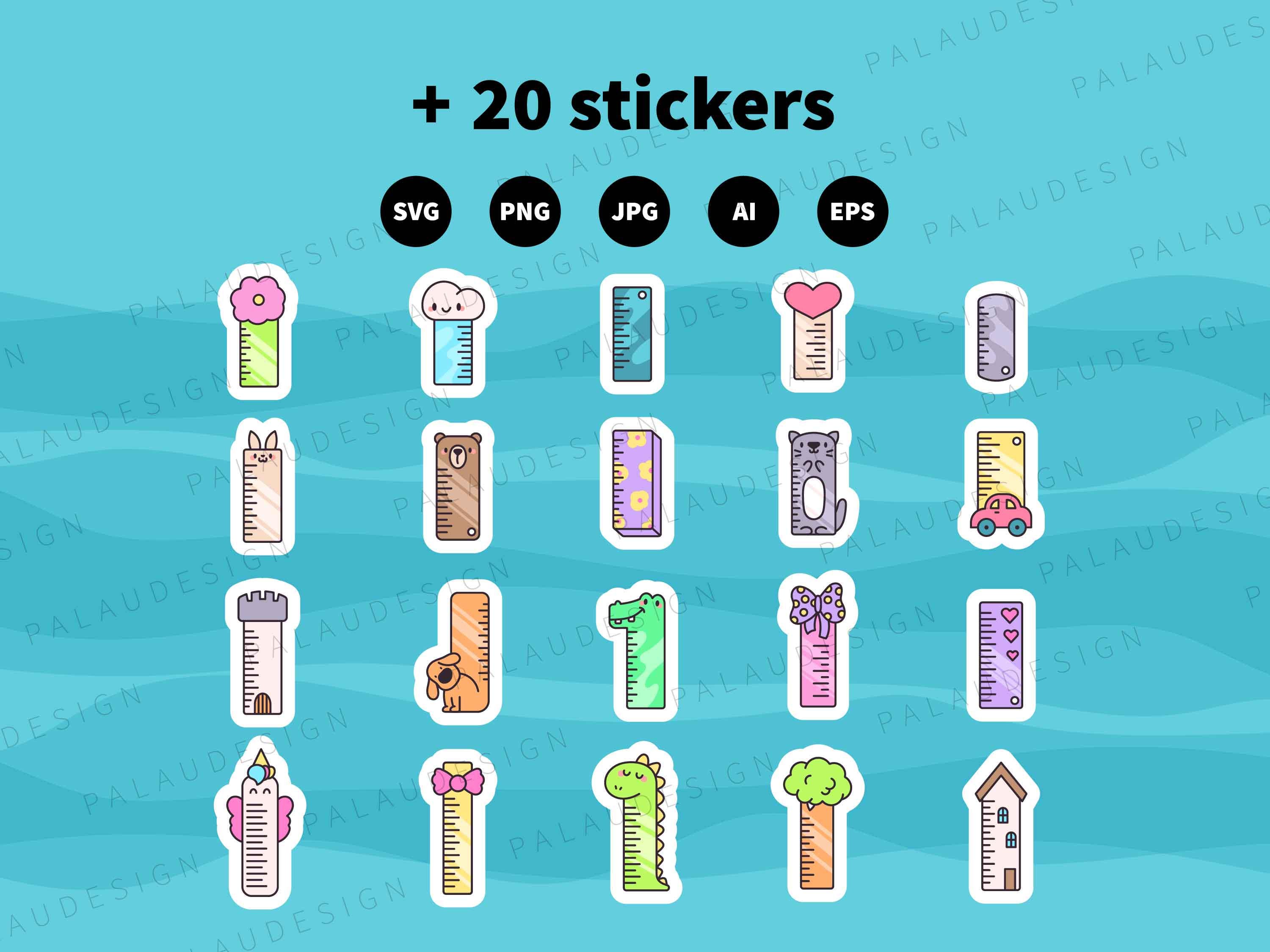 Cute Kawaii Rulers Clipart Set With Adorable Cartoon School Rulers in ...