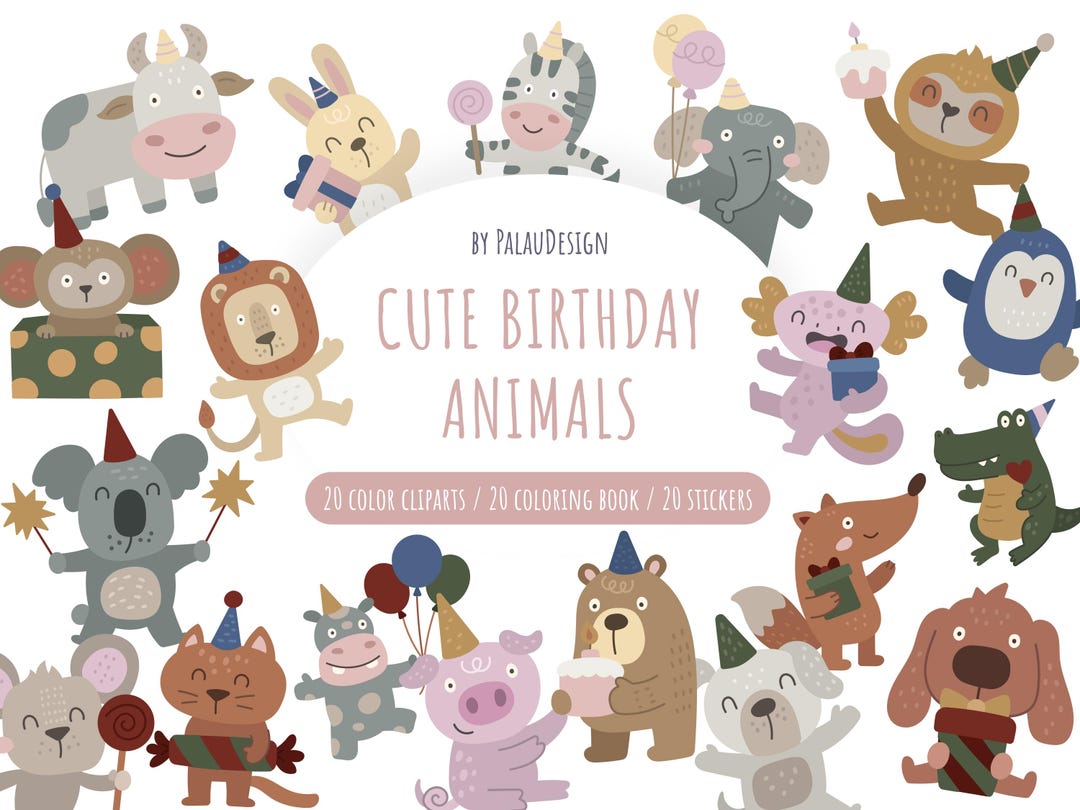Scandi Animals Birthday Bundle: Modern Wall Decor & Printable Nursery ...
