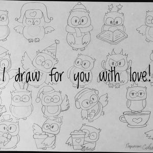 Kawaii Owl Clip Art Set - Digital SVG PNG Doodle Cut Files, Cute Night ...