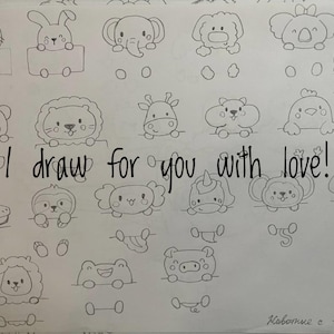 Kawaii Animals Clipart: Coloring Pages & Stickers Bundle (digital ...