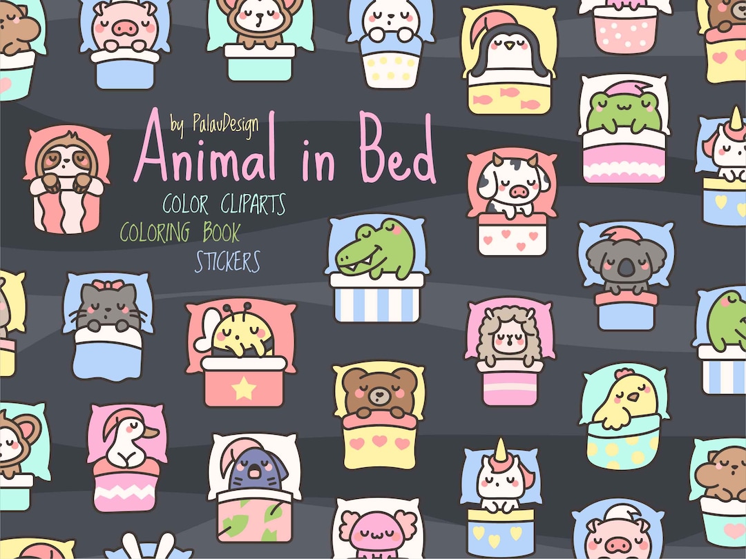 Cozy Bedtime Animals Clipart Bundle - Cute Sleepy Characters - Digital ...