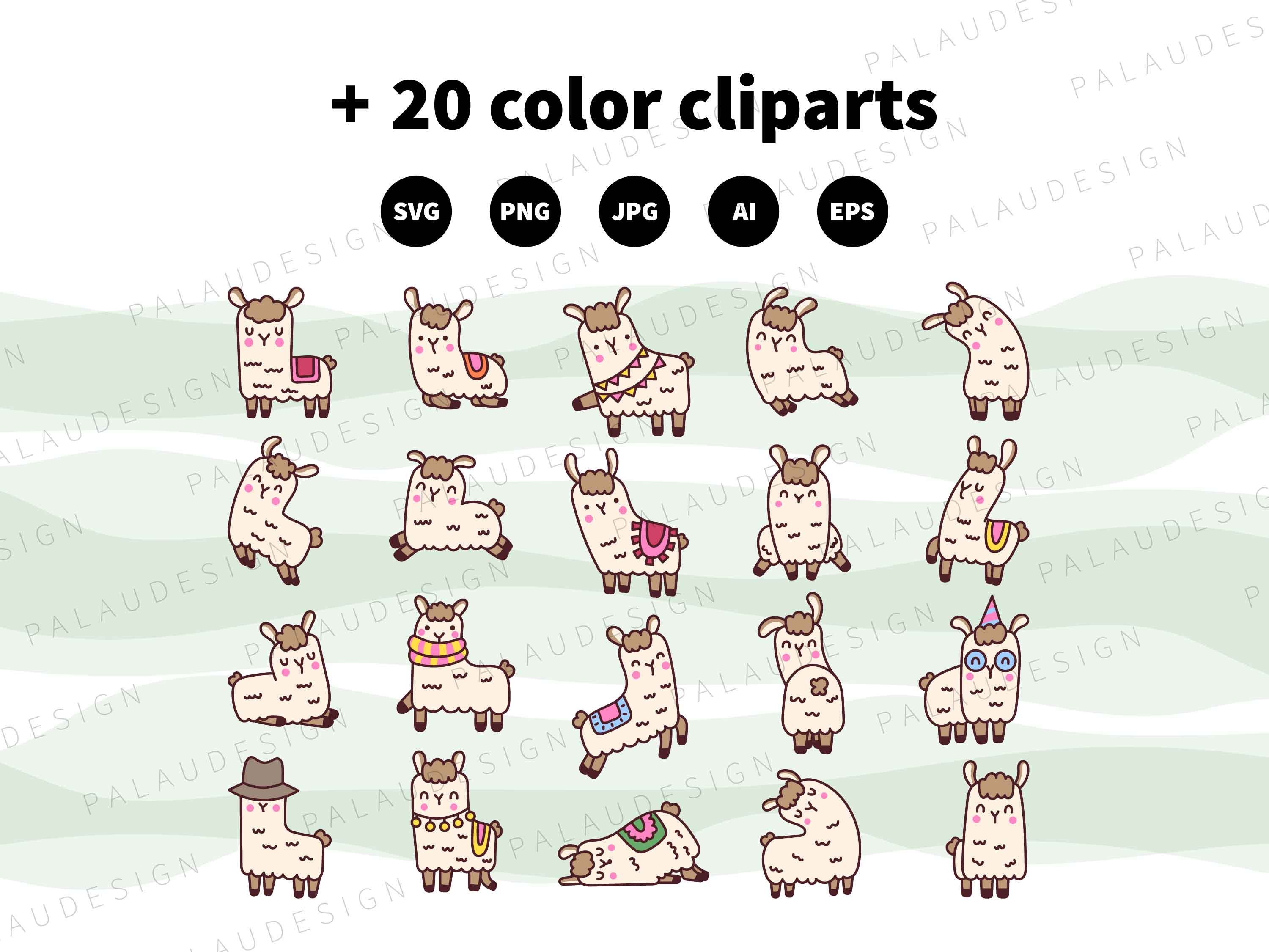 Adorable Llama Clip Art Set: SVG & PNG Digital Download - Perfect for ...
