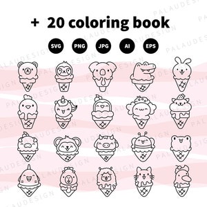 Delightful Animal Ice Cream Clip Art - Summer Sweets, Kawaii Graphics ...