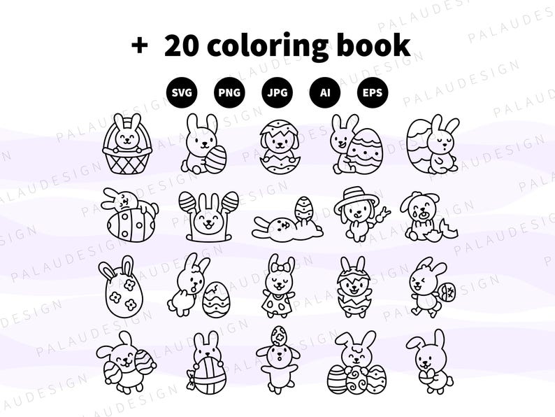 Kawaii Easter Bunny Clipart, Spring Animal PNG SVG (digital Download ...