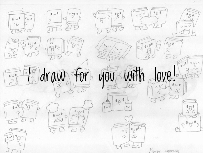 Cute Couple Books Clipart Bundle, Stickers, Coloring Pages (digital ...