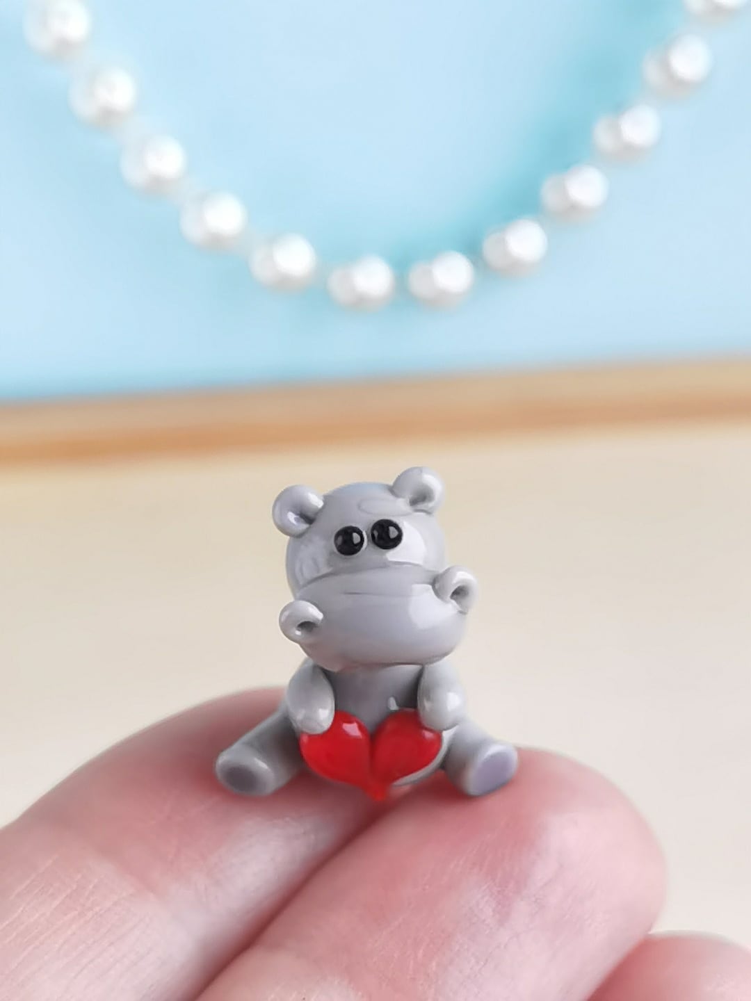 TINY GLASS ANIMALS Hippo Figurine Miniature Hippo Glass Hippo Aquarium ...