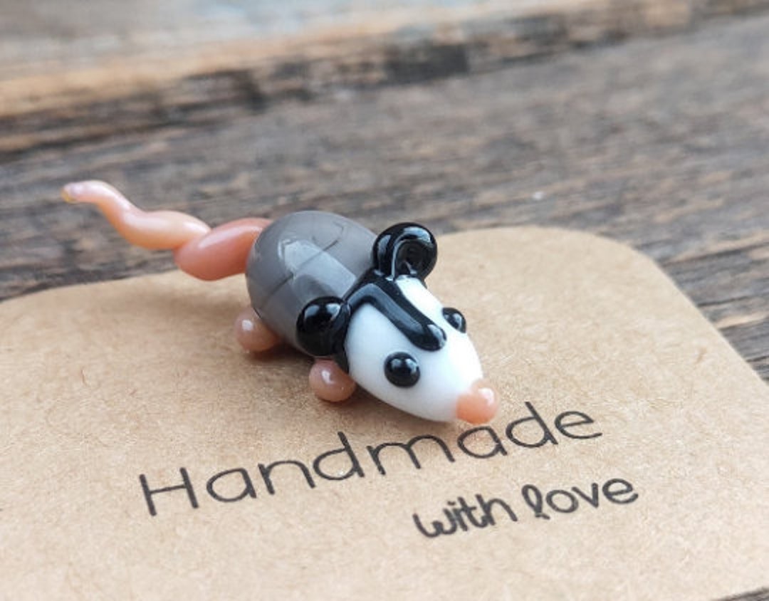 Opossum Figurine Rat Gifts Pet Mouse Rat Toy Glass Opossum Art Mouse ...