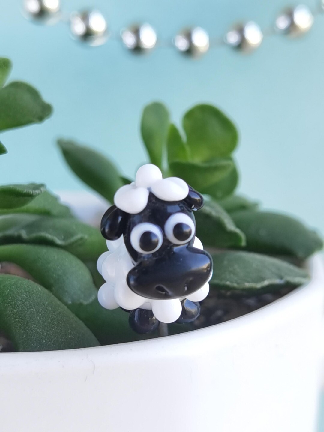 Plant Stakes Glass Sheep Figurine Plant Sticks Garden Decoration Plant ...