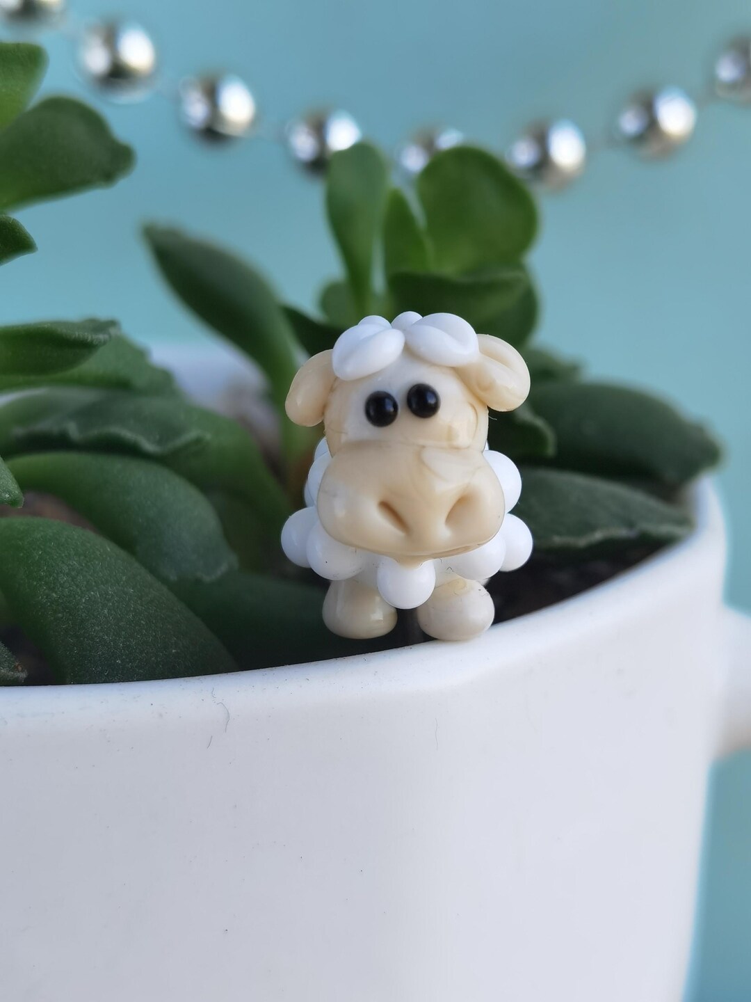 Plant Stakes Glass Sheep Figurine Plant Sticks Garden Decoration Plant ...