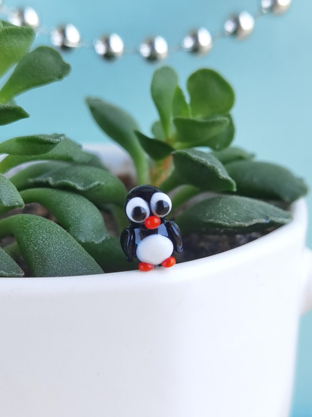 Plant Stakes Glass Penguin Figurine Plant Sticks Garden Decoration ...