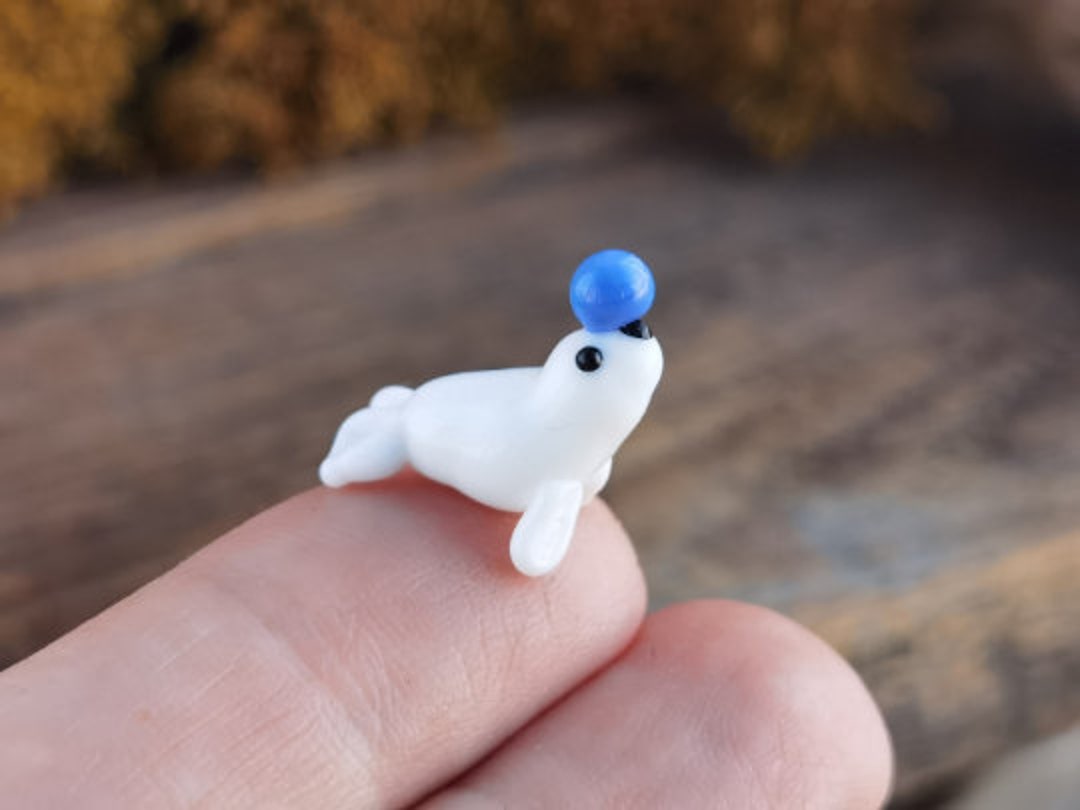 Glass Figurines Seal Figurine Glass Seal Miniature Seal Tiny Glass ...