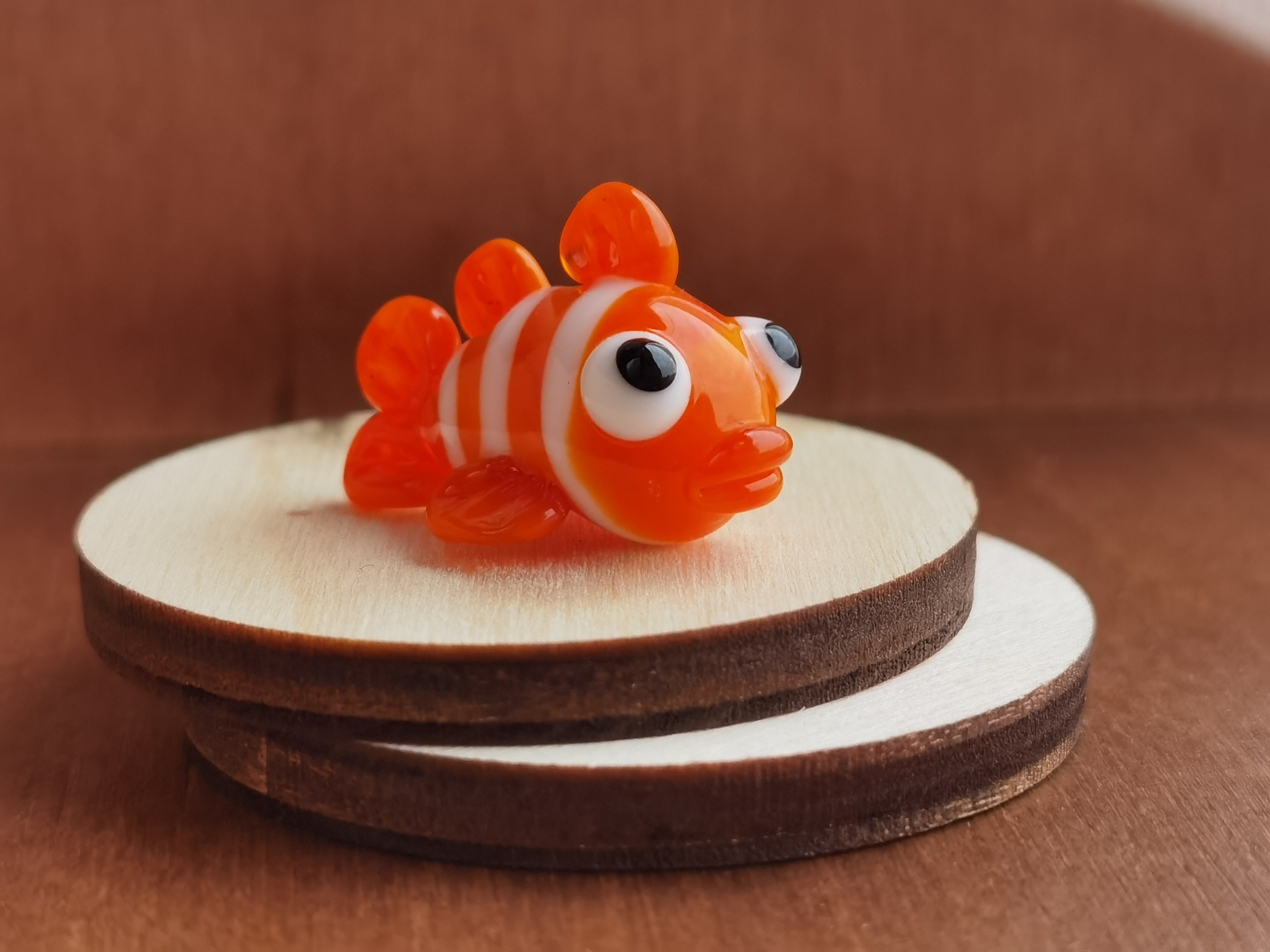Glass Clown Fish Figurines Tiny Fish Miniature Fish Glass Figurines ...