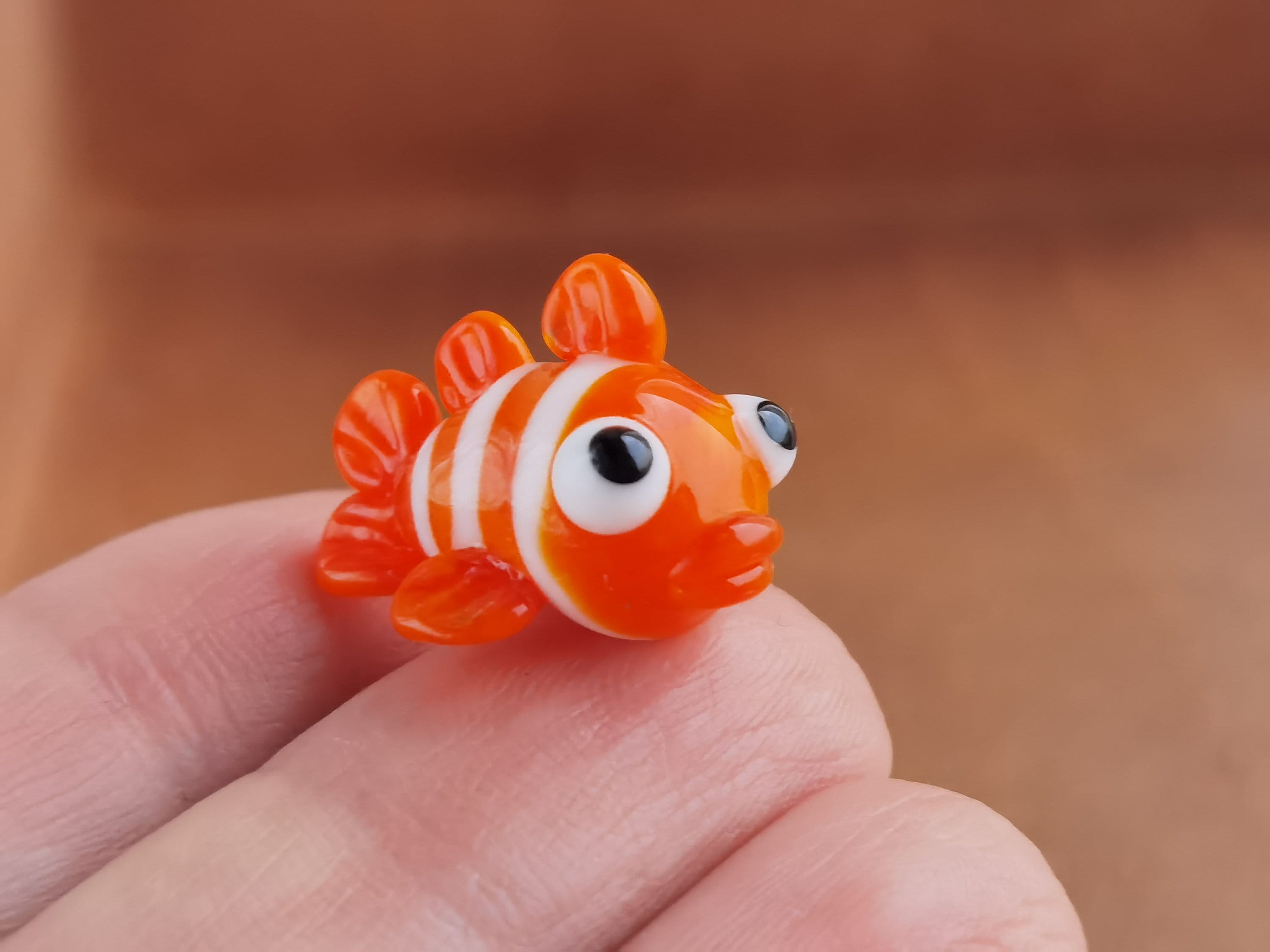 Glass Clown Fish Figurines Tiny Fish Miniature Fish Glass Figurines ...
