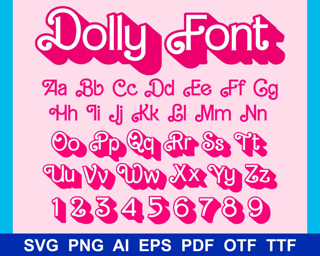 Dolly Font Bundle, svg, png, pdf, ttf, otf, Movie Font, Alphabet ...