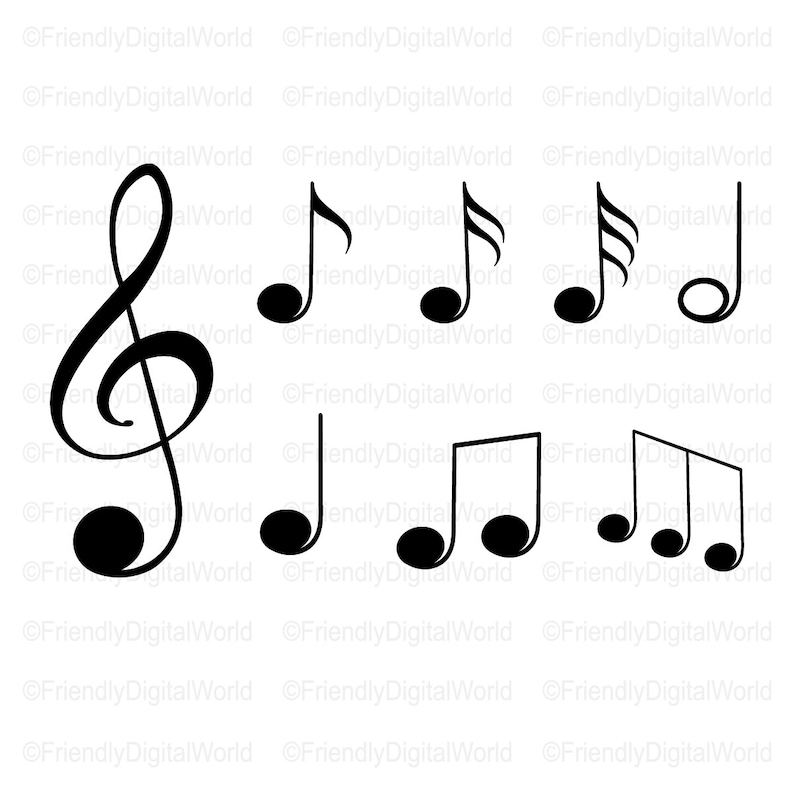 Musical Notes Instant Download SVG, PNG, DXF, Eps, Pdf, Musical Notes ...