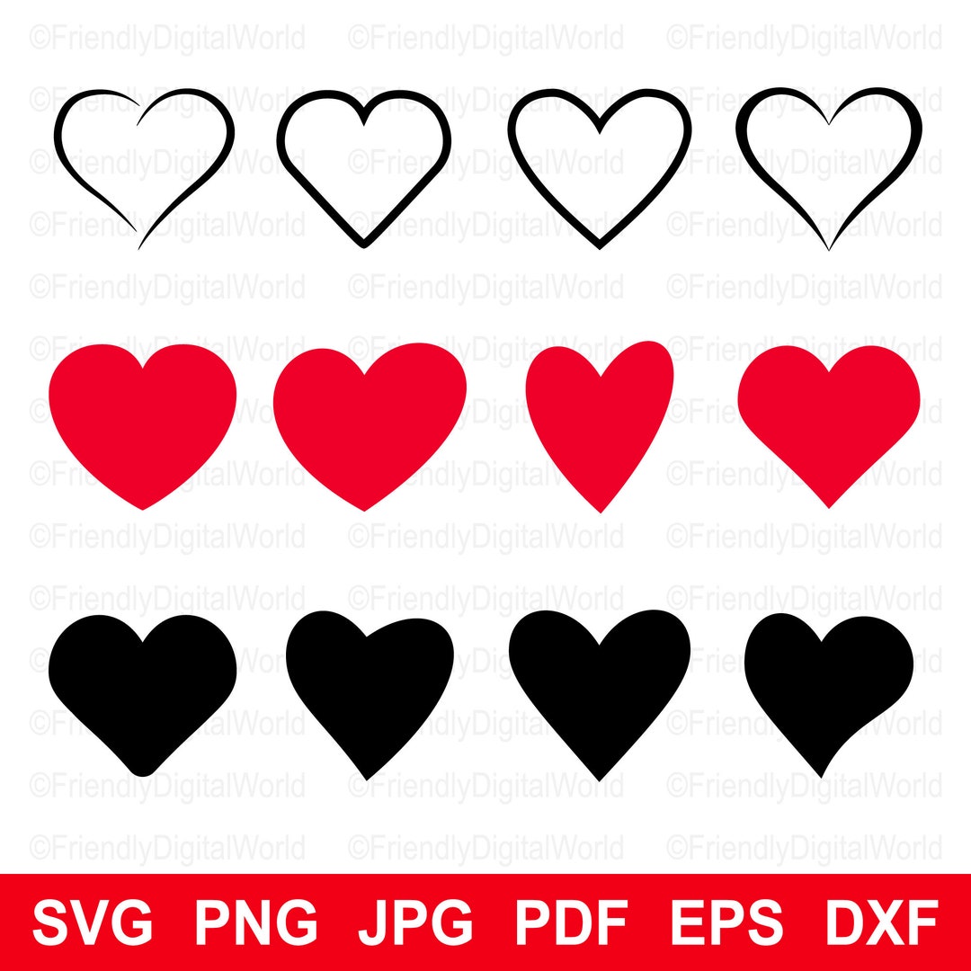 Heart Bundle Svg, Hand Drawn Heart, Sketch Heart Svg, Love Svg ...