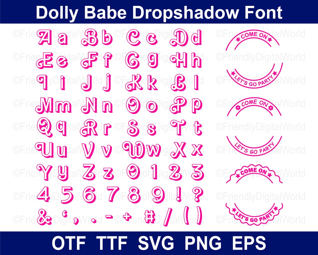 Retro Dolly Font Bundle SVG PNG OTF, Bonus Clipart Bundle, Movie Font ...