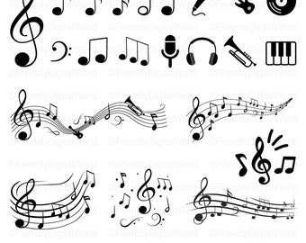 Musical Notes Instant Download SVG, PNG, DXF, Eps, Pdf, Musical Notes ...