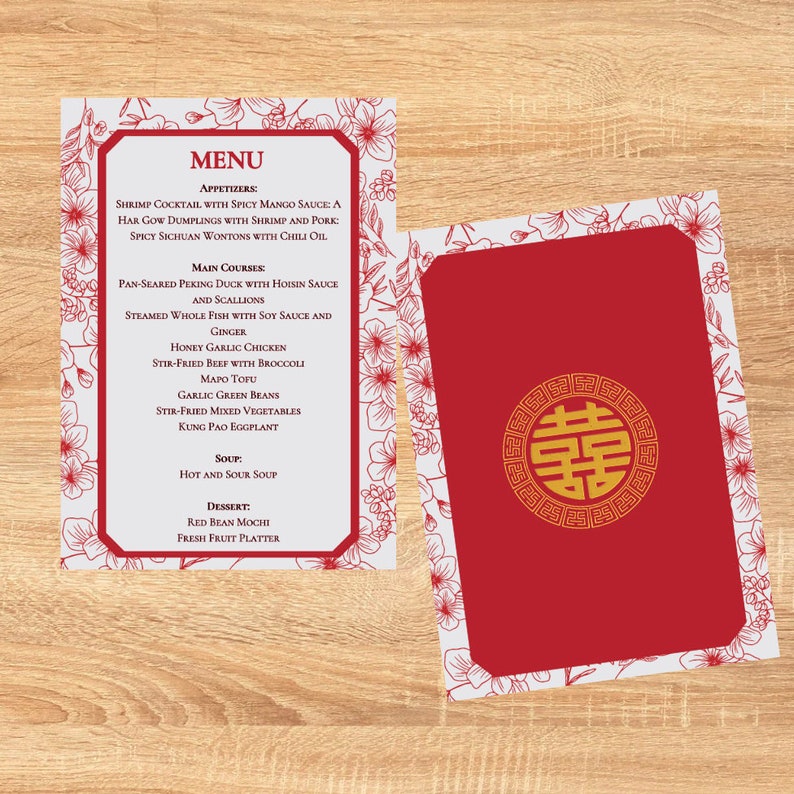Modern Chinese Style Wedding Bundle Set Editable Template Stationery ...